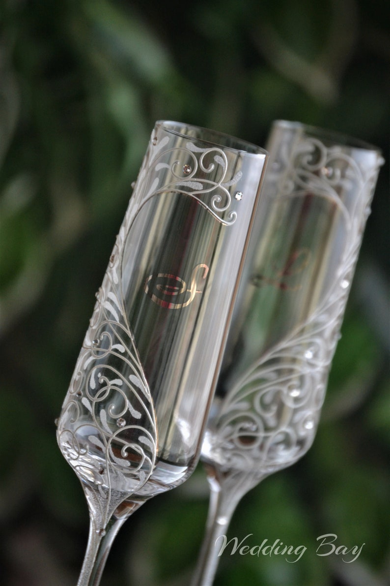 Personalized Champagne Flutes: Hand-painted Wedding Glasses With ...