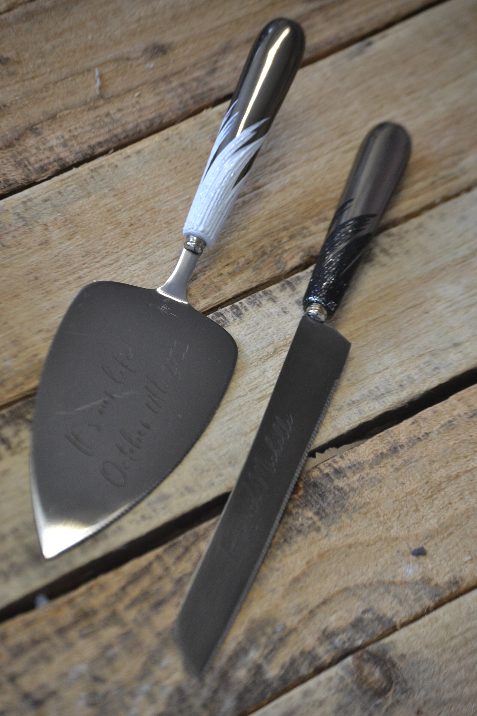 Black and White Wedding Cake Server Set Personalized Cake - Etsy