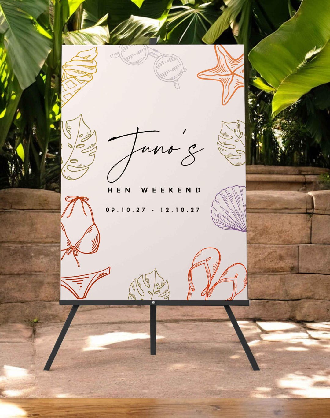 Juno Pastel Beach Hen Party Sign A1 Canva Template Digital Download ...