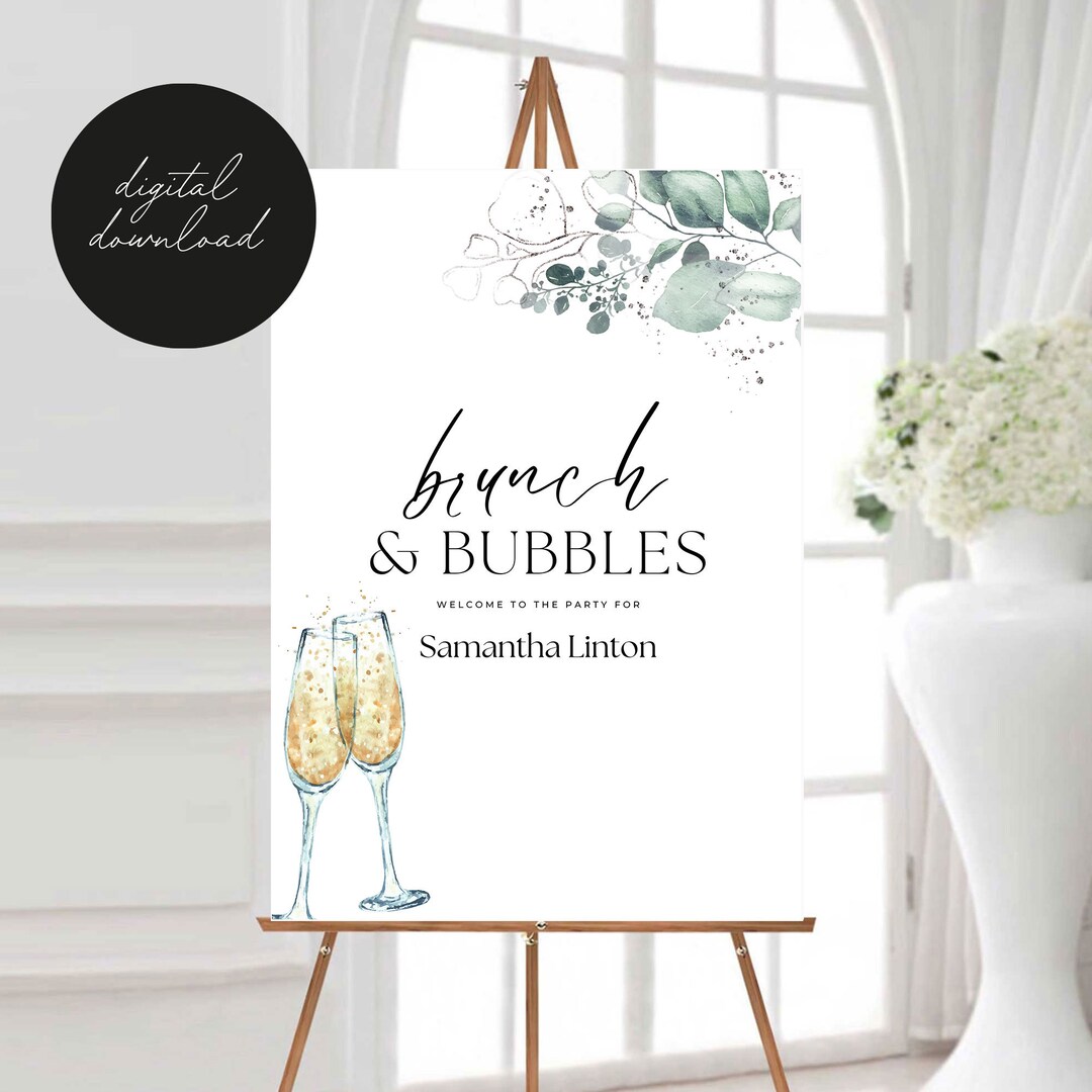 Brunch & Bubbles Sign, Hen Party Sign, Hen Do Party, Hen Do Signage ...