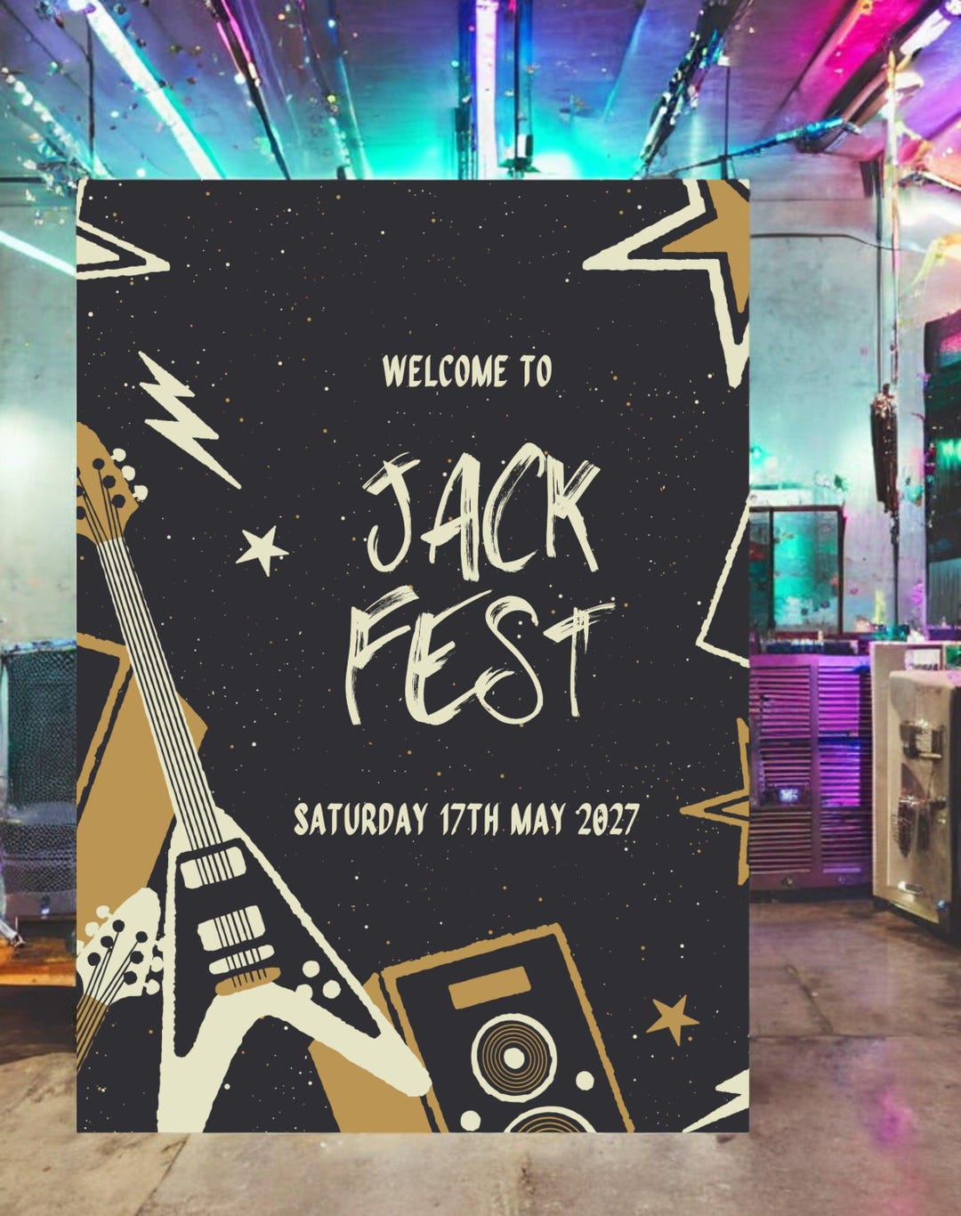 Jack Fest Rock & Roll Birthday Party Welcome Sign Canva Digital ...
