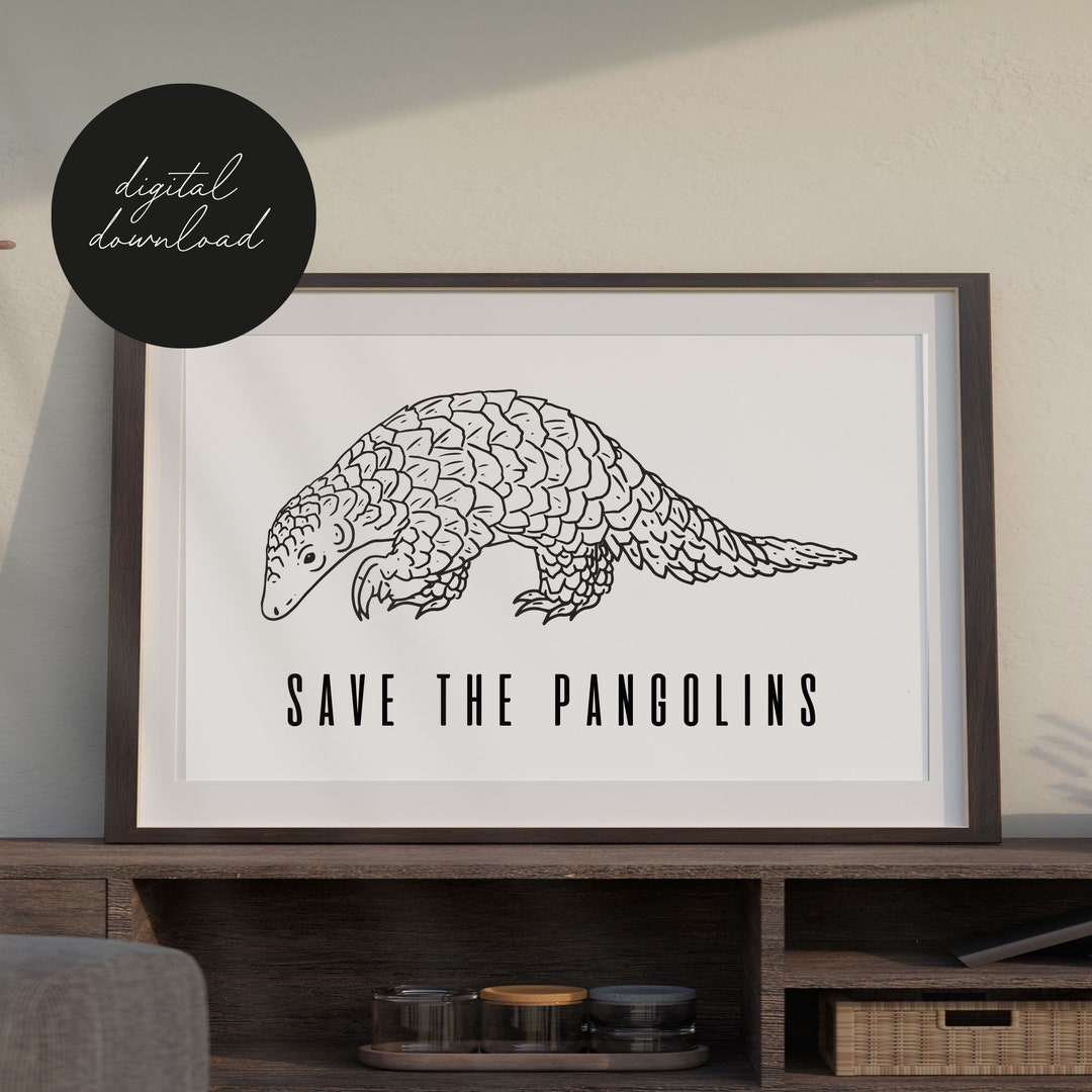 Save the Pangolins Animal Illustration Digital Print - Etsy