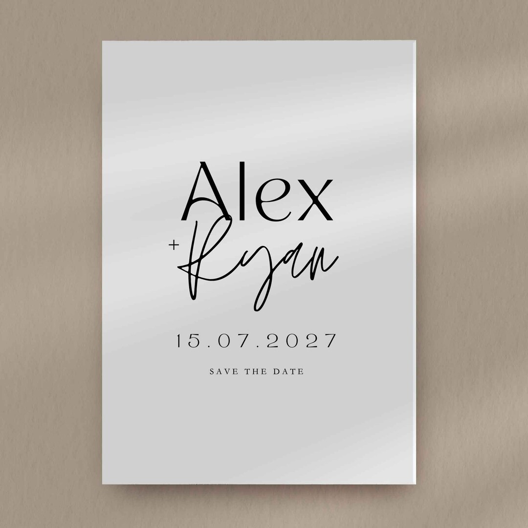 Love in Script: Editable Simple Script Save the Date Canva Template - Etsy