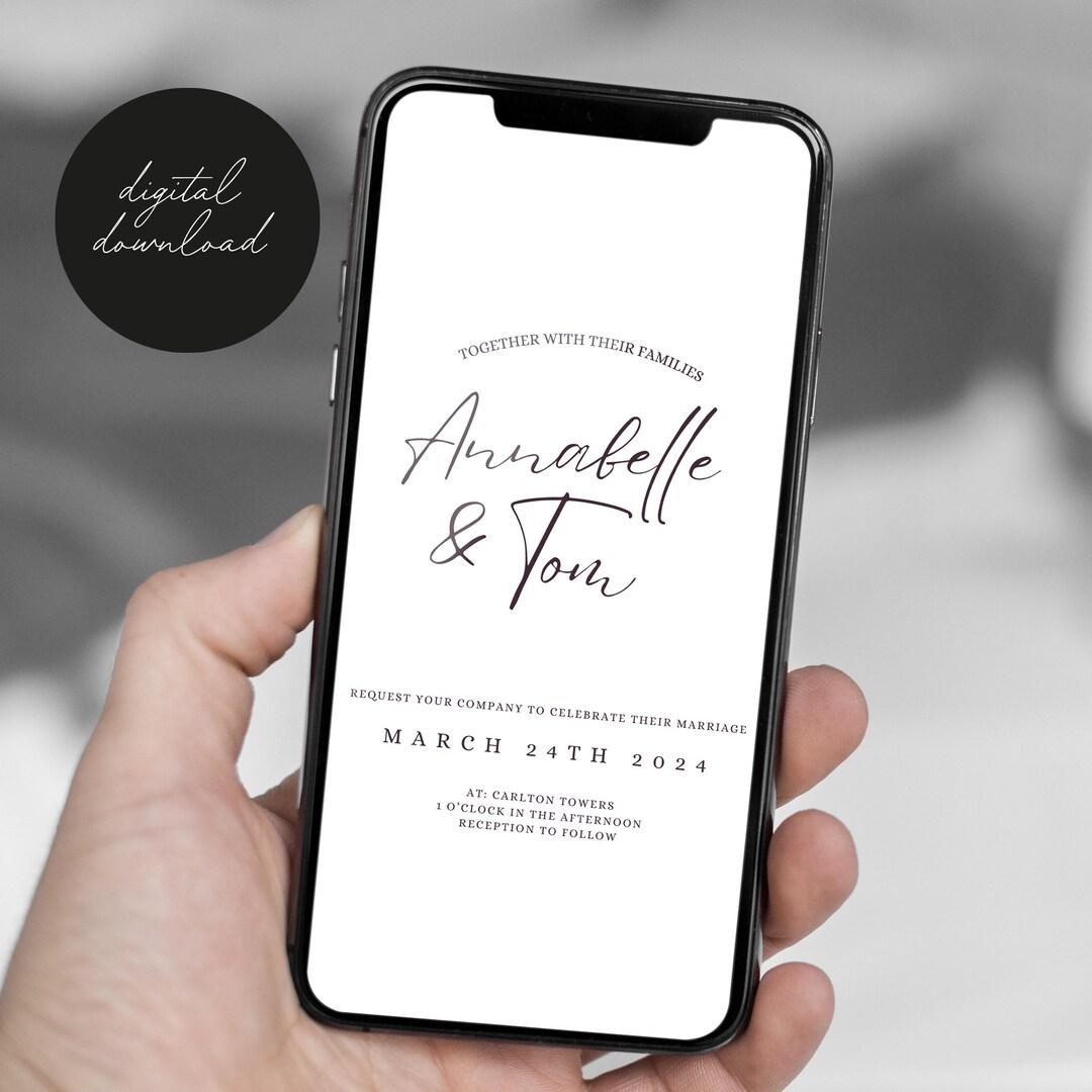 Digital Wedding Invite, Mobile Invitation, Simple Mobile Invite ...