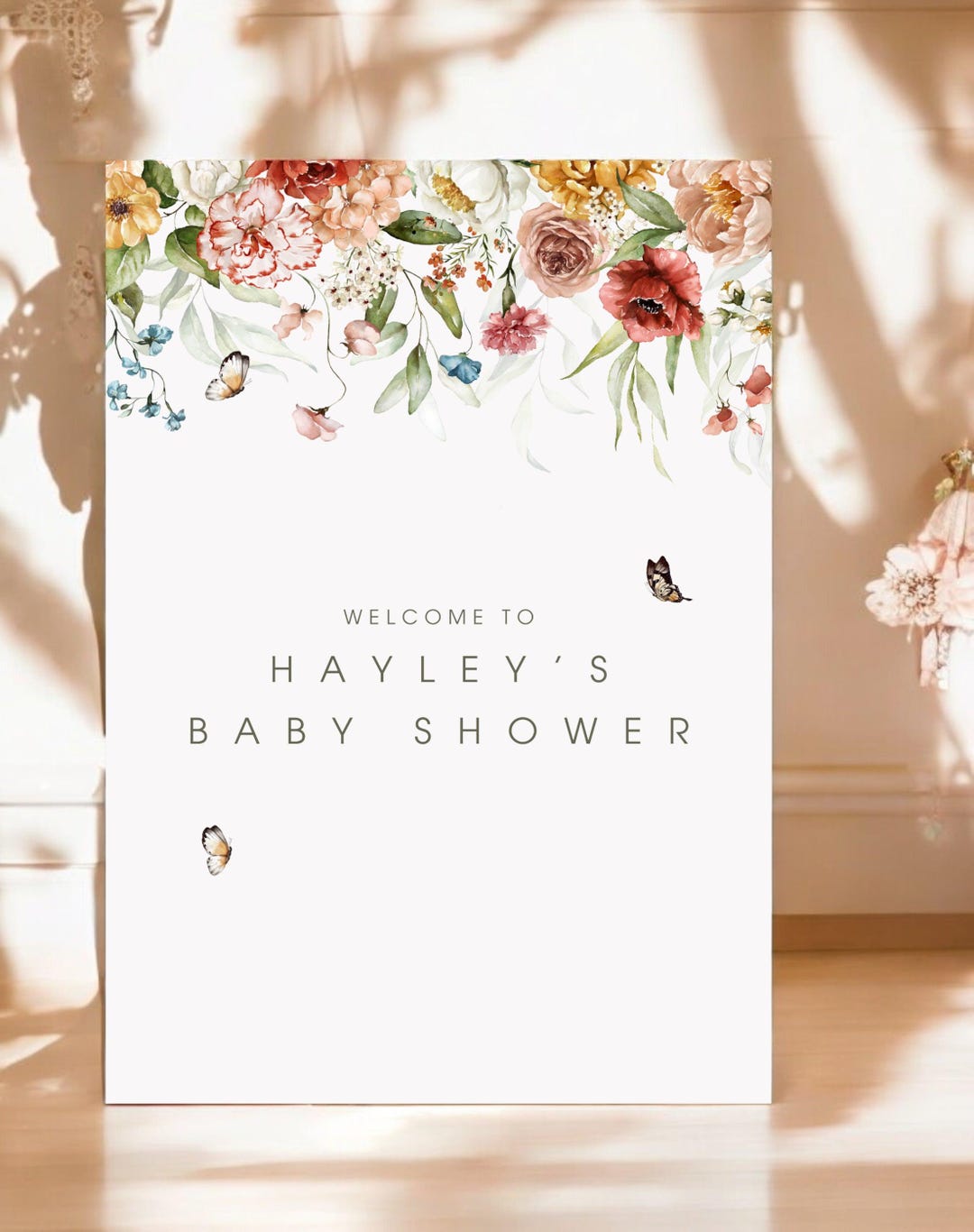 Hayley Wildflower Baby Shower Welcome Sign Rustic Floral Decor for ...