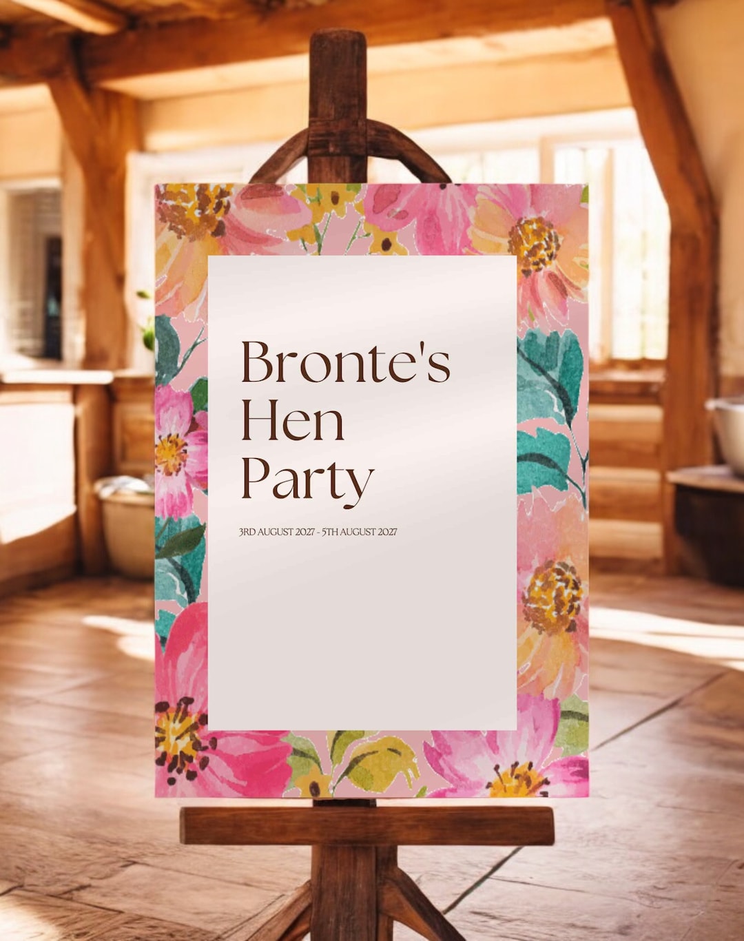Instant Download Floral Hen Party Sign | Customizable Canva Template A1 ...