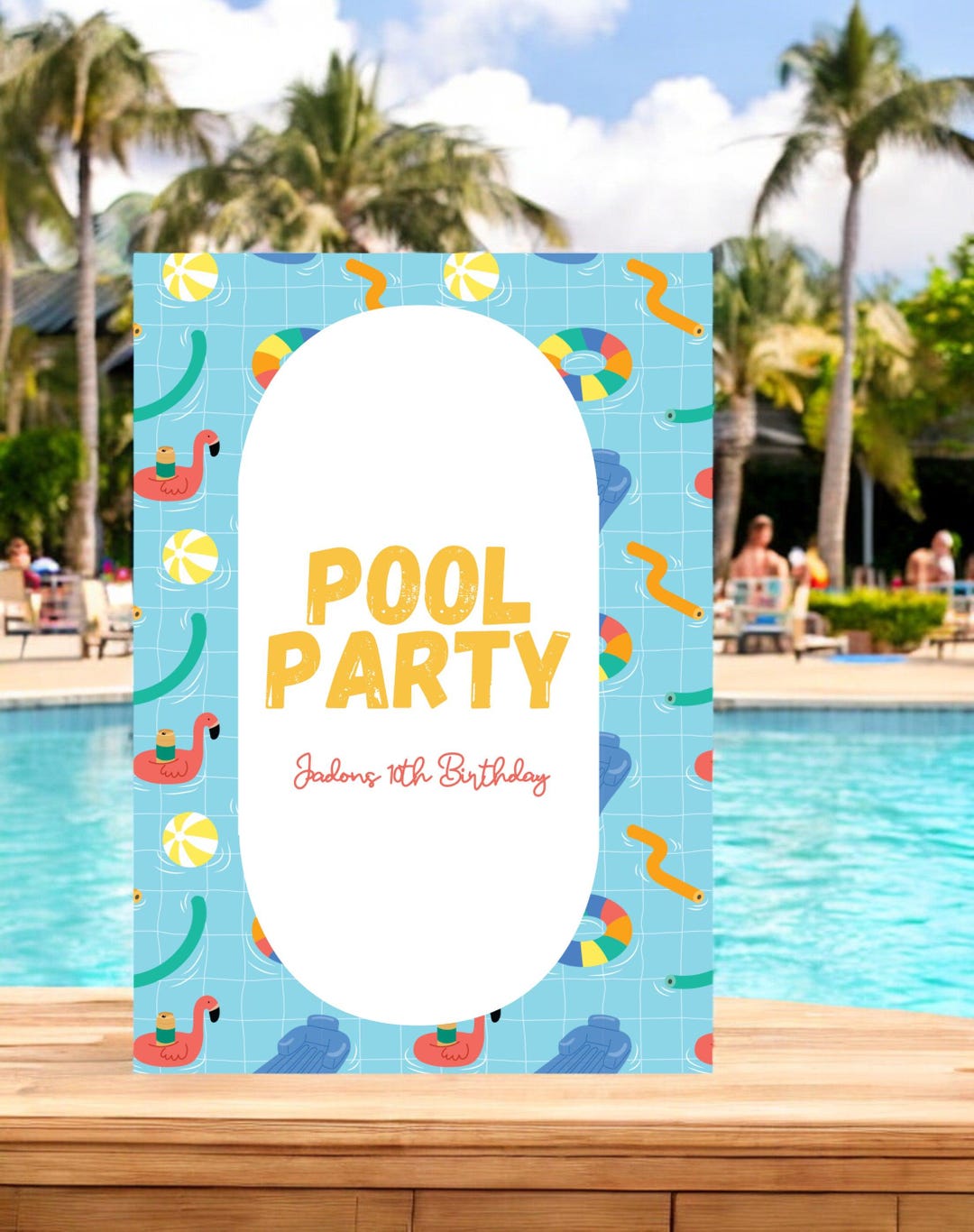 Jadon Pool Party Welcome Sign, Birthday Party Canva Digital Template ...