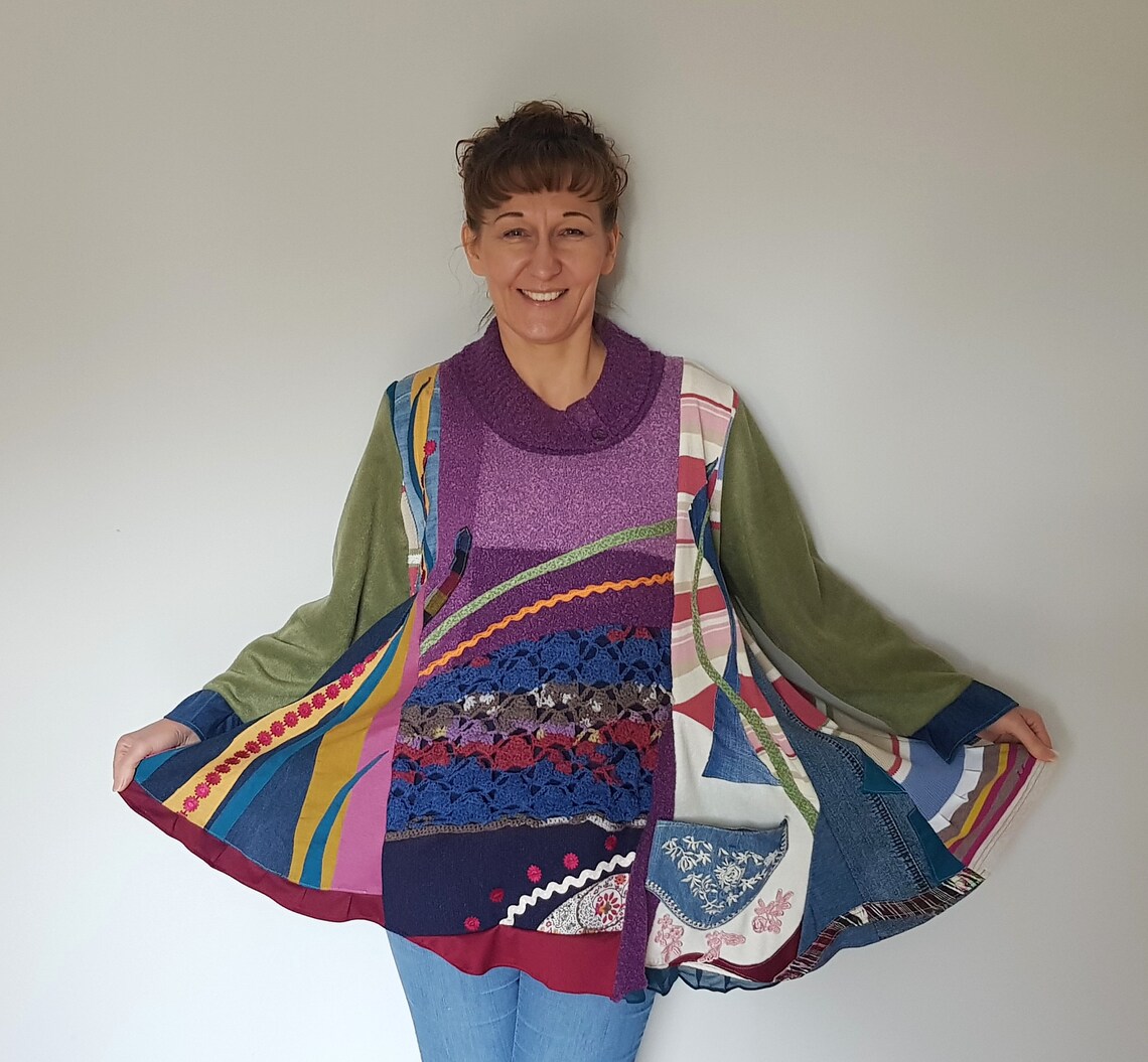 Upcycled Sweater Tunic, Womens Tunic Tops, Pls Size Clothing, Upcycle ...