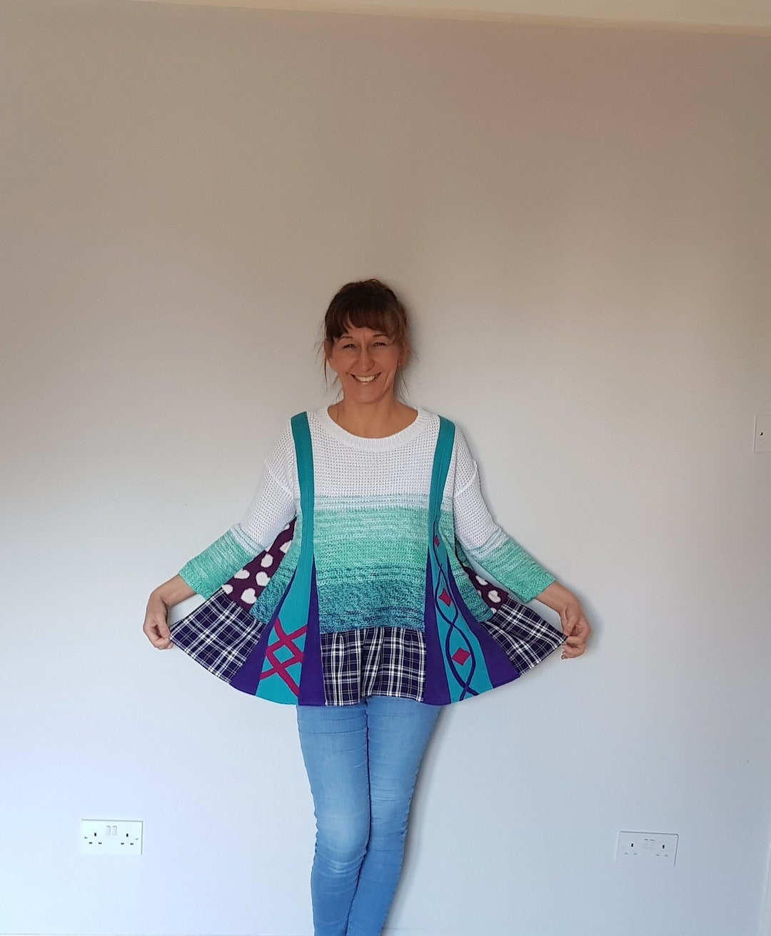 Kawaii Harajuku Clothes, Boho Womens Clothes, Upcycled Denim Top ...