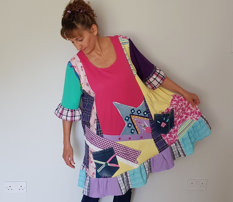 Plus Size Clothing, Upcycled Womens Clothes, Upcycled Denim Tunic Dress, Recycle Dress Tunic ...