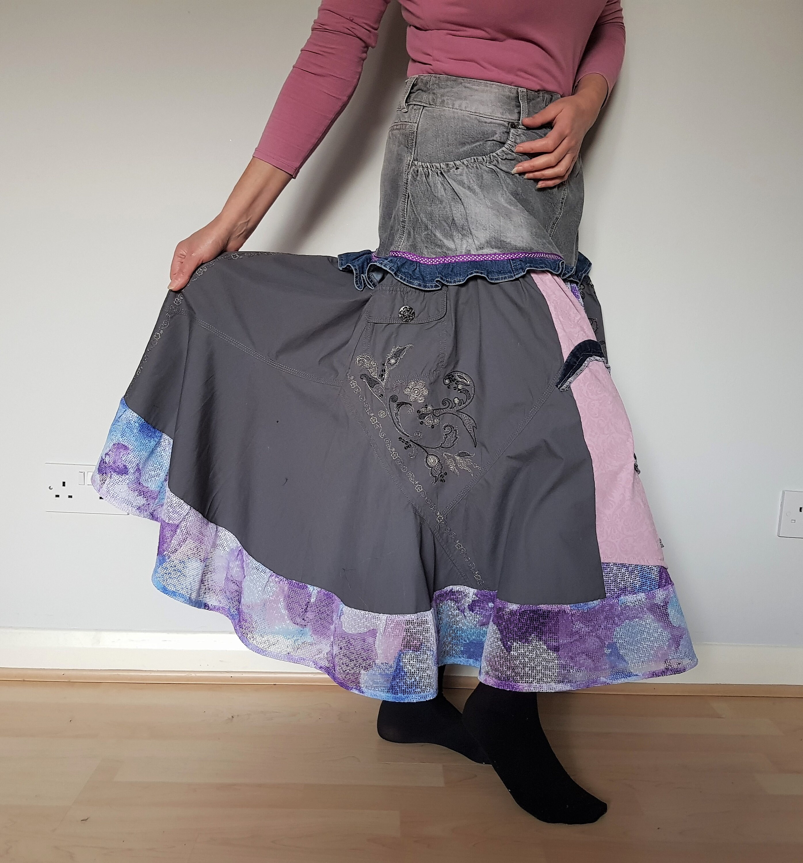 Upcycled Denim Skirt, Harajuku Skirt Women, Womens Skirts, Handmade ...