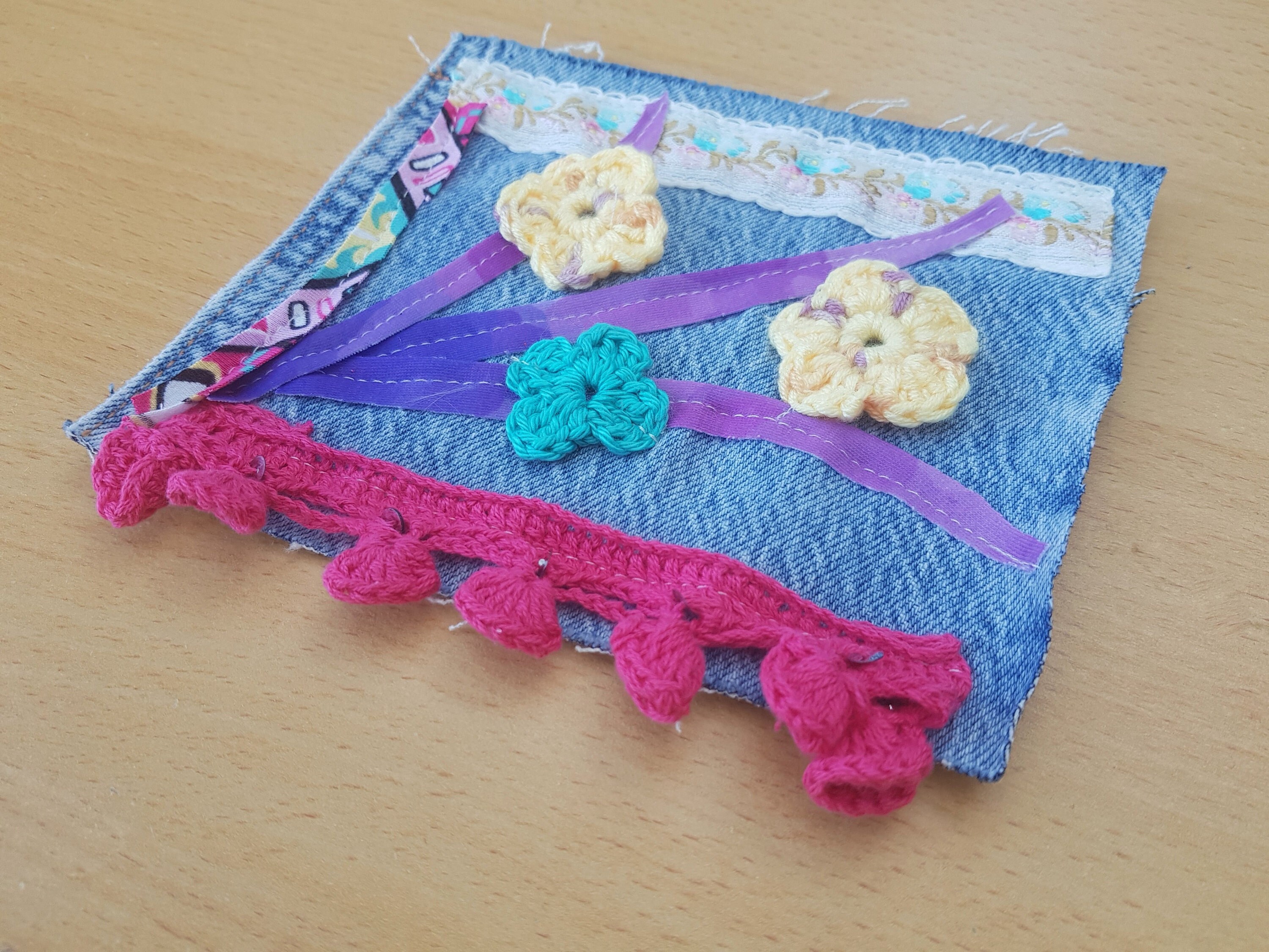 Recycled Denim Patches, Sew on Patch Large, Slow Stitch Ornament ...