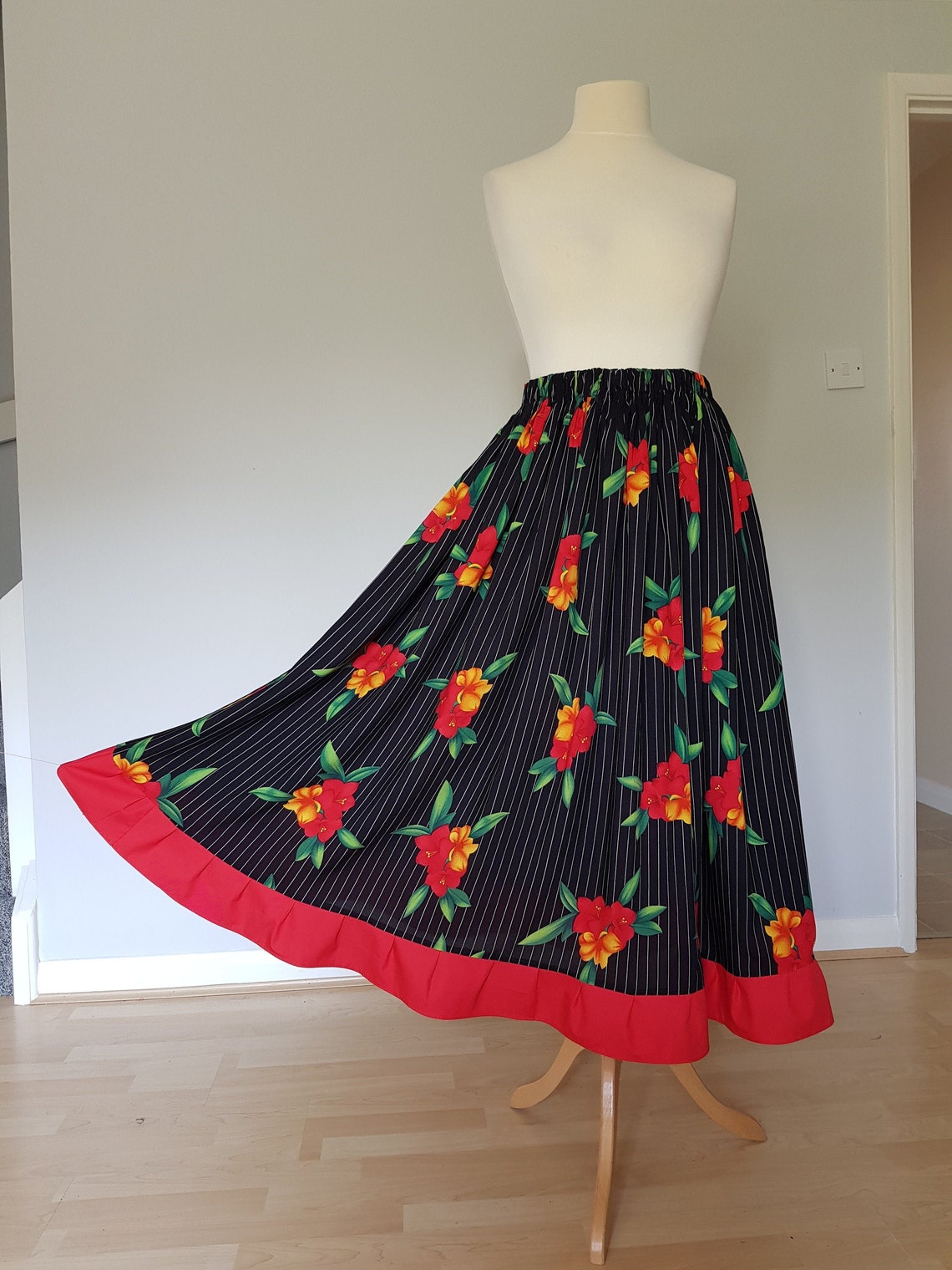 Mexican Skirt Women Floral Skirts for Women Boho Maxi Skirt Ruffle ...