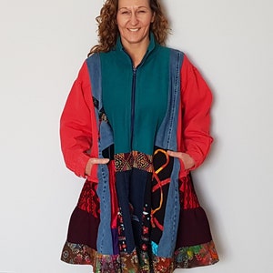 Red Denim Duster Coat, Plus Size Clothing, Plus Size Boho Jacket ...