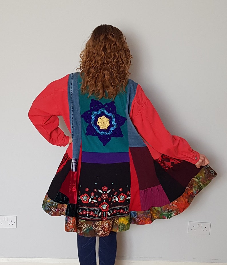 Red Denim Duster Coat, Plus Size Clothing, Plus Size Boho Jacket ...