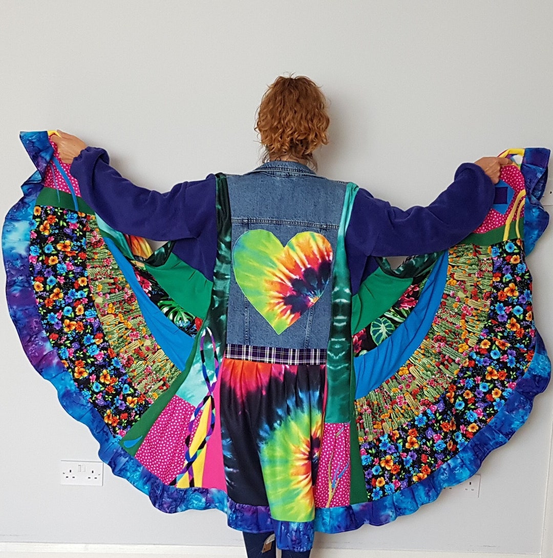 Patchwork Coat, Boho Jackets for Women, Upcycle Coat, Denim Duster for ...