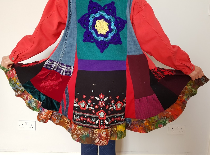 Red Denim Duster Coat, Plus Size Clothing, Plus Size Boho Jacket ...