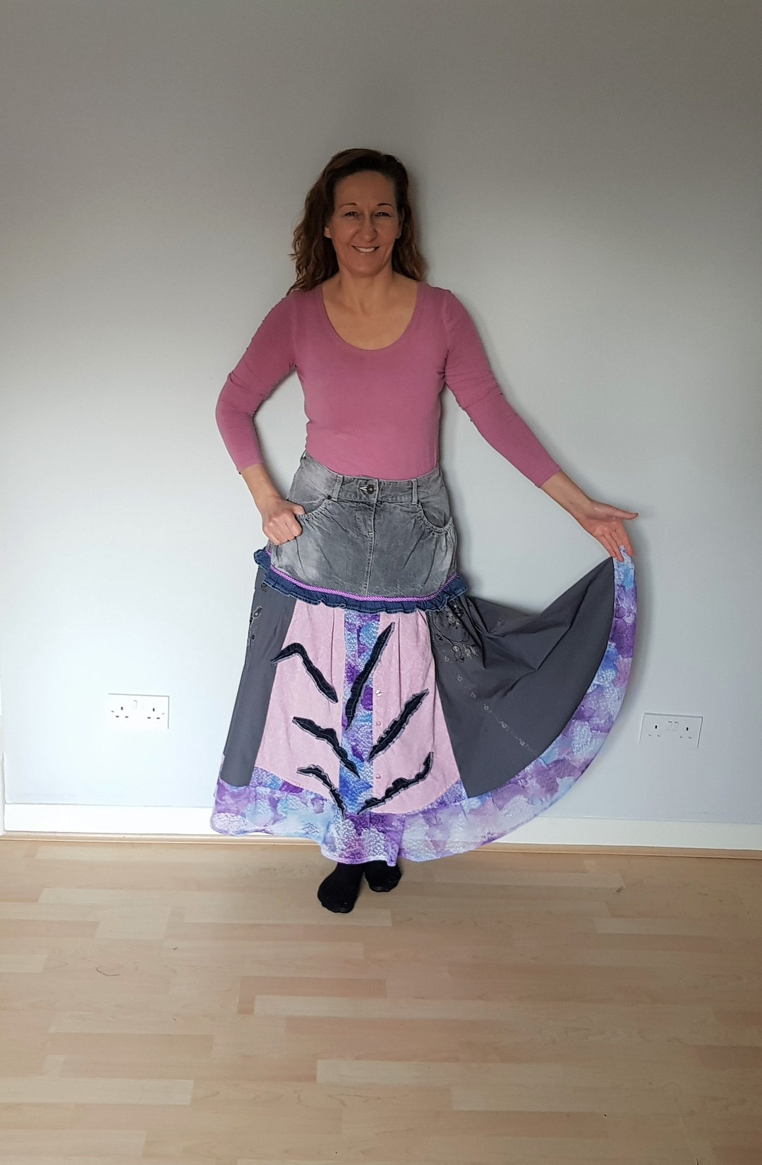 Upcycled Denim Skirt, Harajuku Skirt Women, Womens Skirts, Handmade ...