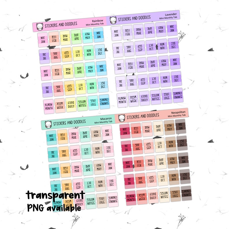 Monthly Tabs Smile Font Style Printable Planner Stickers - Etsy