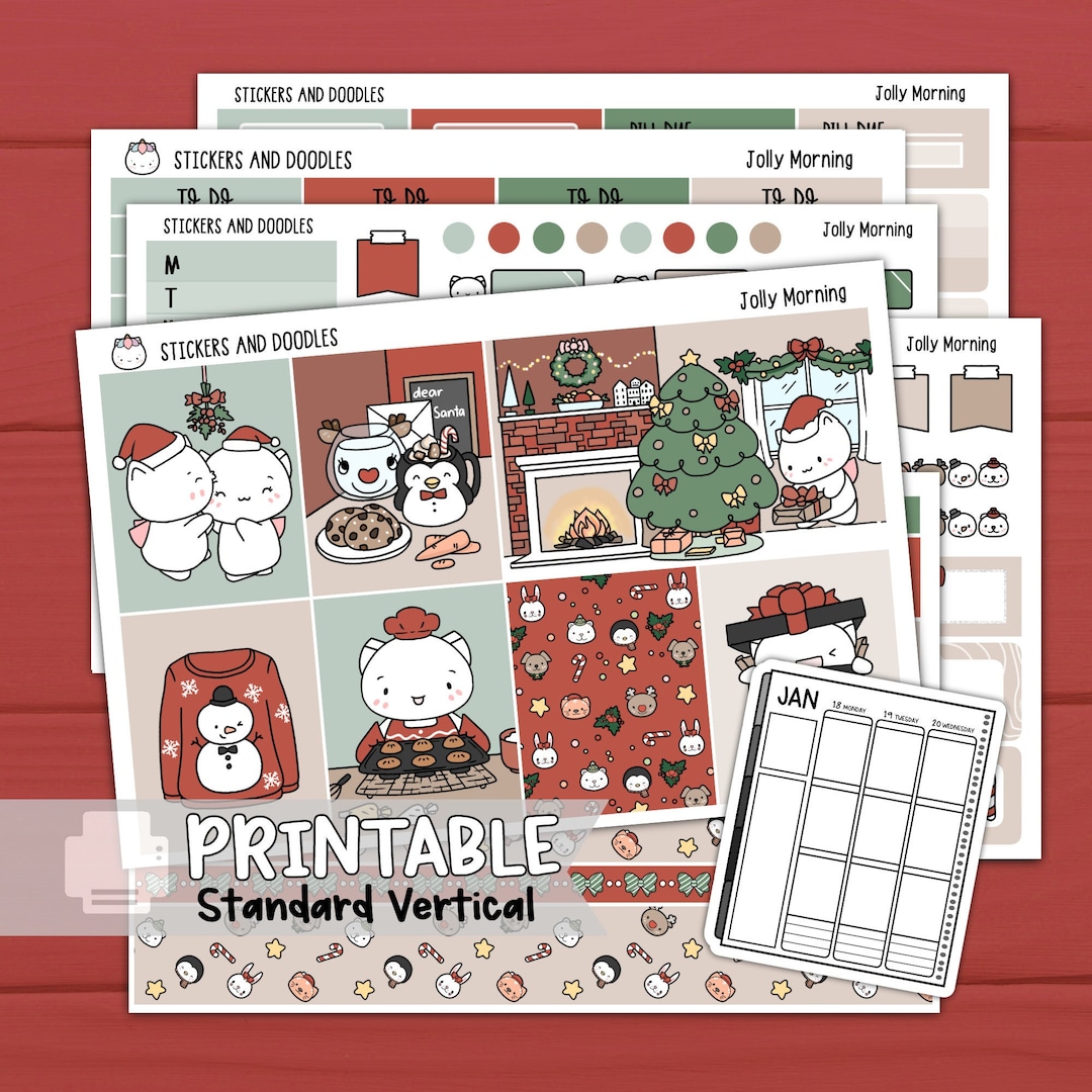 Printable: Jolly Morning Standard Vertical Weekly Page Planner Sticker ...