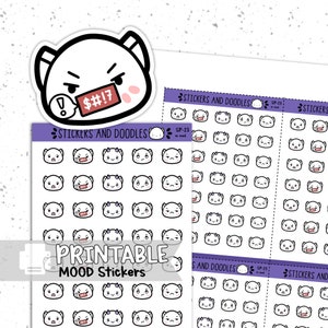 Printable Stickers: Mad Mood Emote Doodles Deco Plannerstickers Digital ...