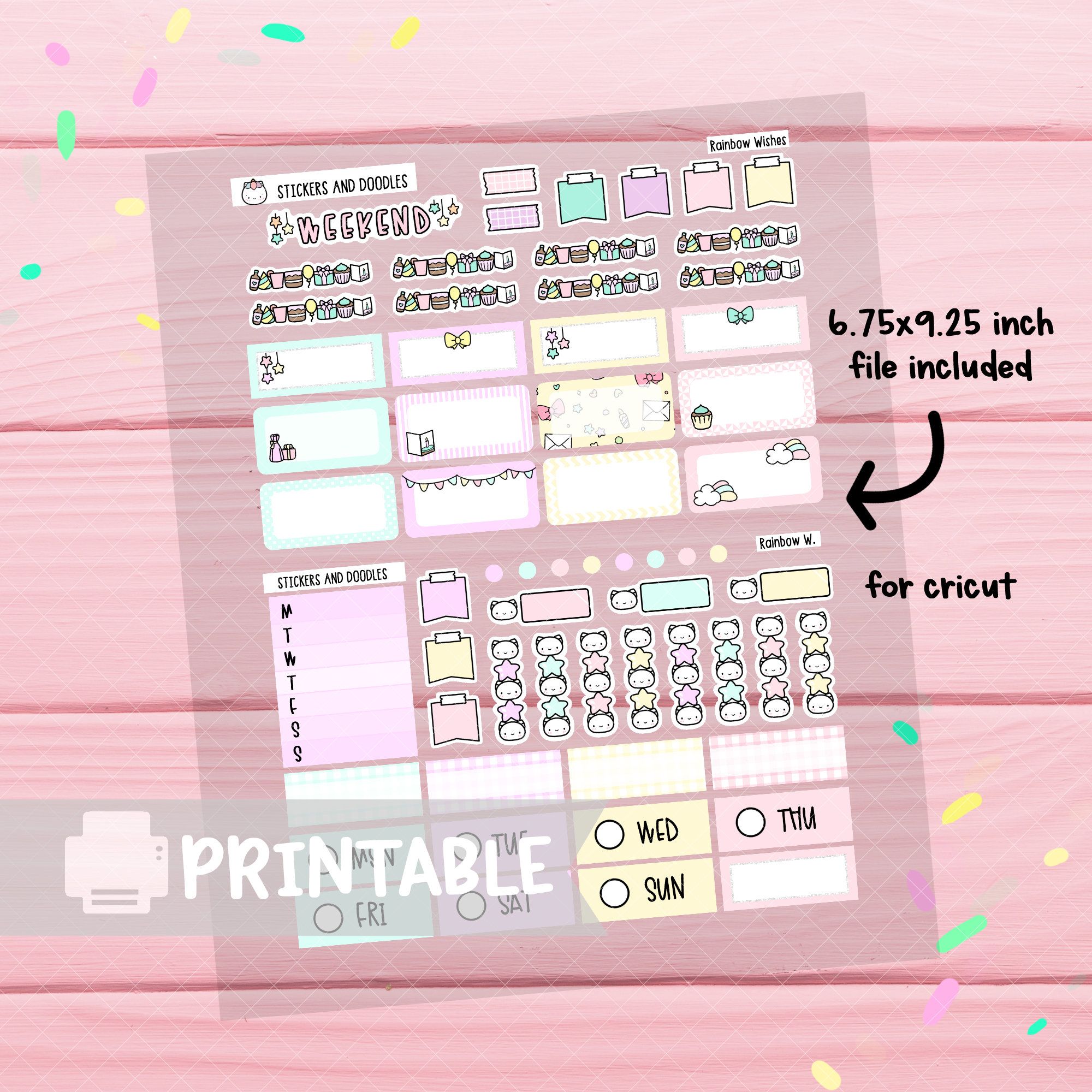 Printable: Rainbow Wishes Standard Vertical Weekly Page - Etsy