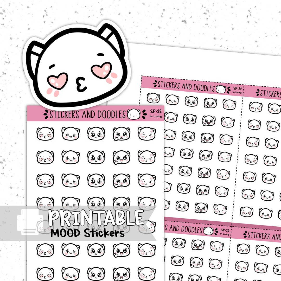 Printable Stickers: Love Mood Emote Doodles Deco Plannerstickers ...