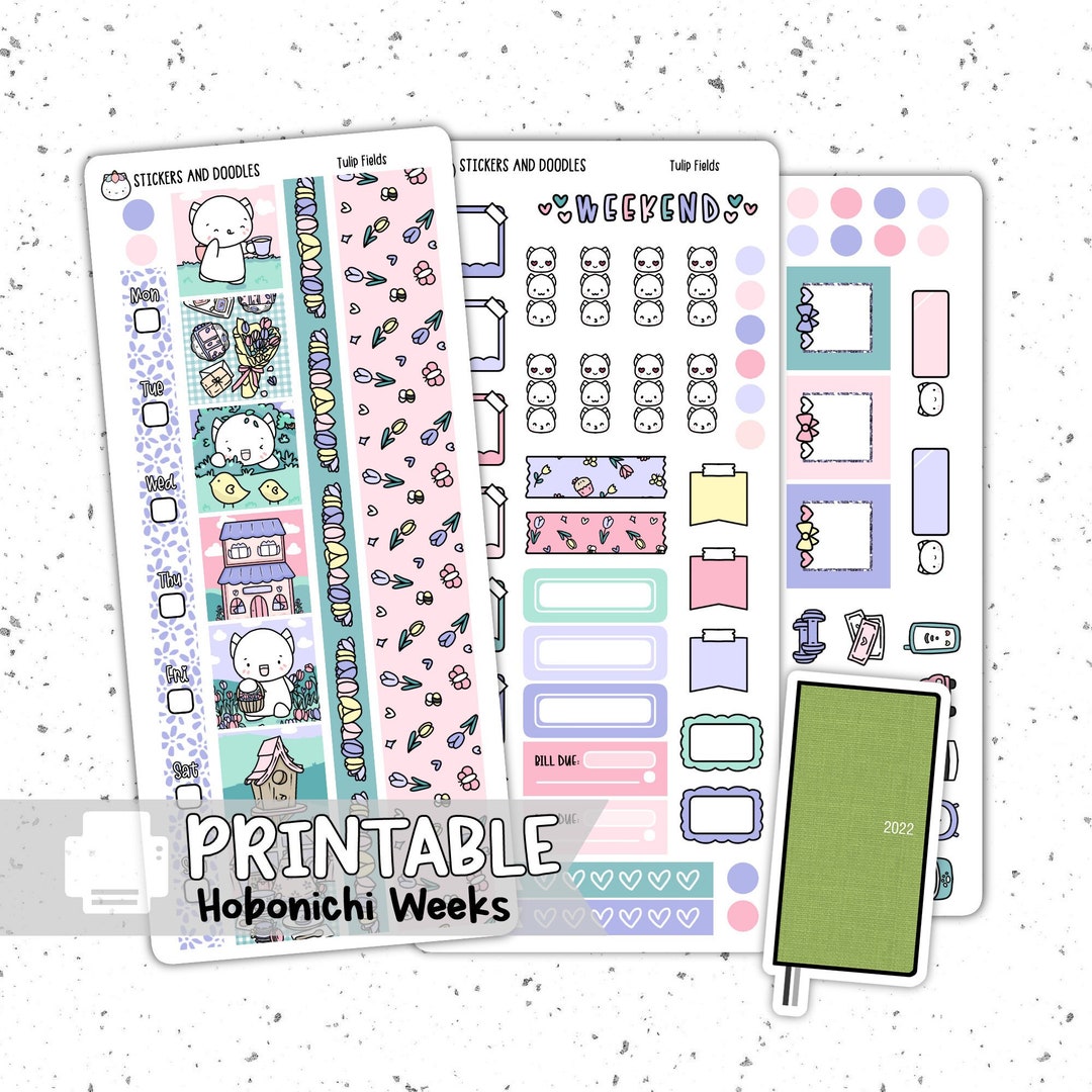 Printable: Tulip Fields Hobonichi Weeks Planner Stickers Digital ...