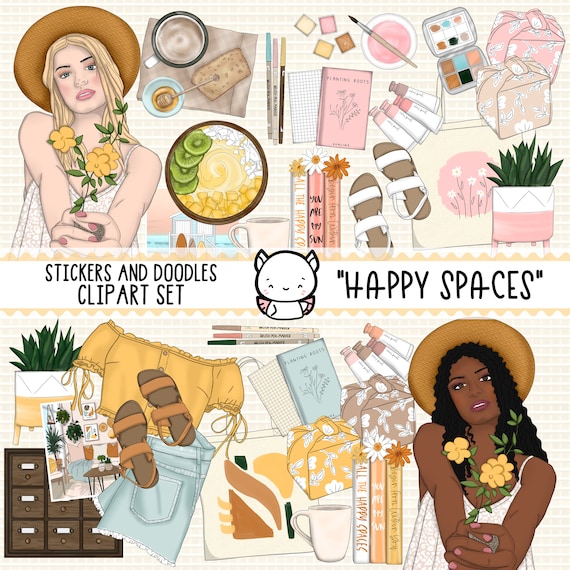 Happy Spaces Clip Art Illustration Planner Sticker Clipart - Etsy