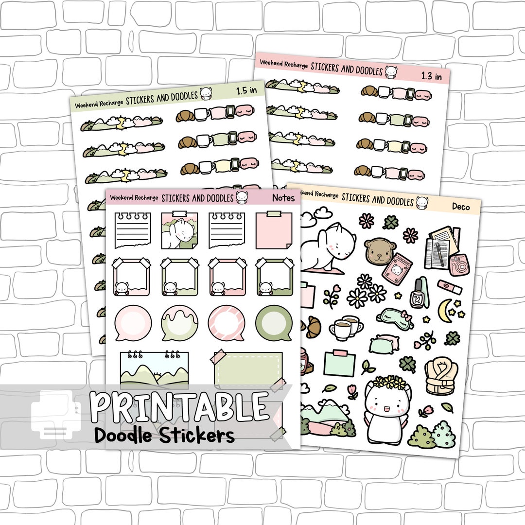 Printable Stickers: Weekend Recharge Doodles and Deco Planner Sticker ...