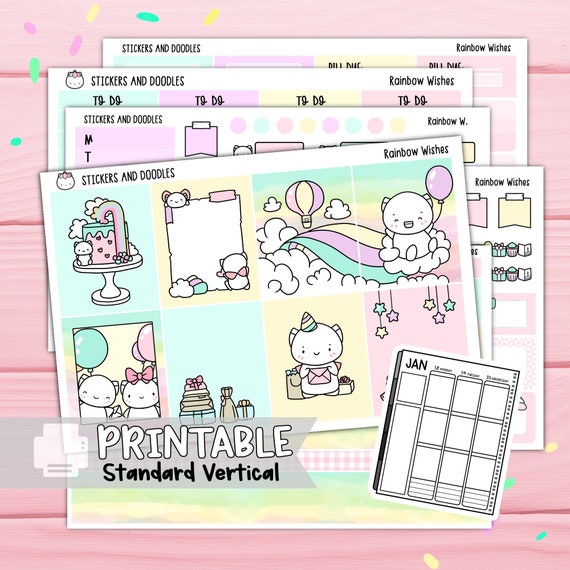 Printable: Rainbow Wishes Standard Vertical Weekly Page - Etsy