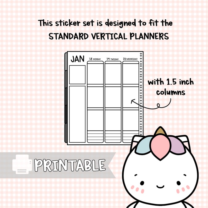 Printable: PS I Love You Standard Vertical Weekly Page Planner Sticker ...