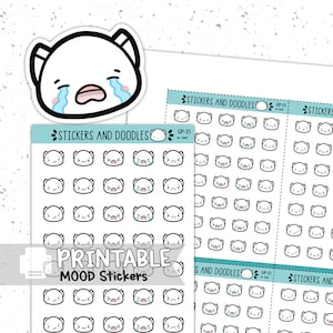 Printable Stickers: Sad Mood Emote Doodles Deco Plannerstickers Digital ...