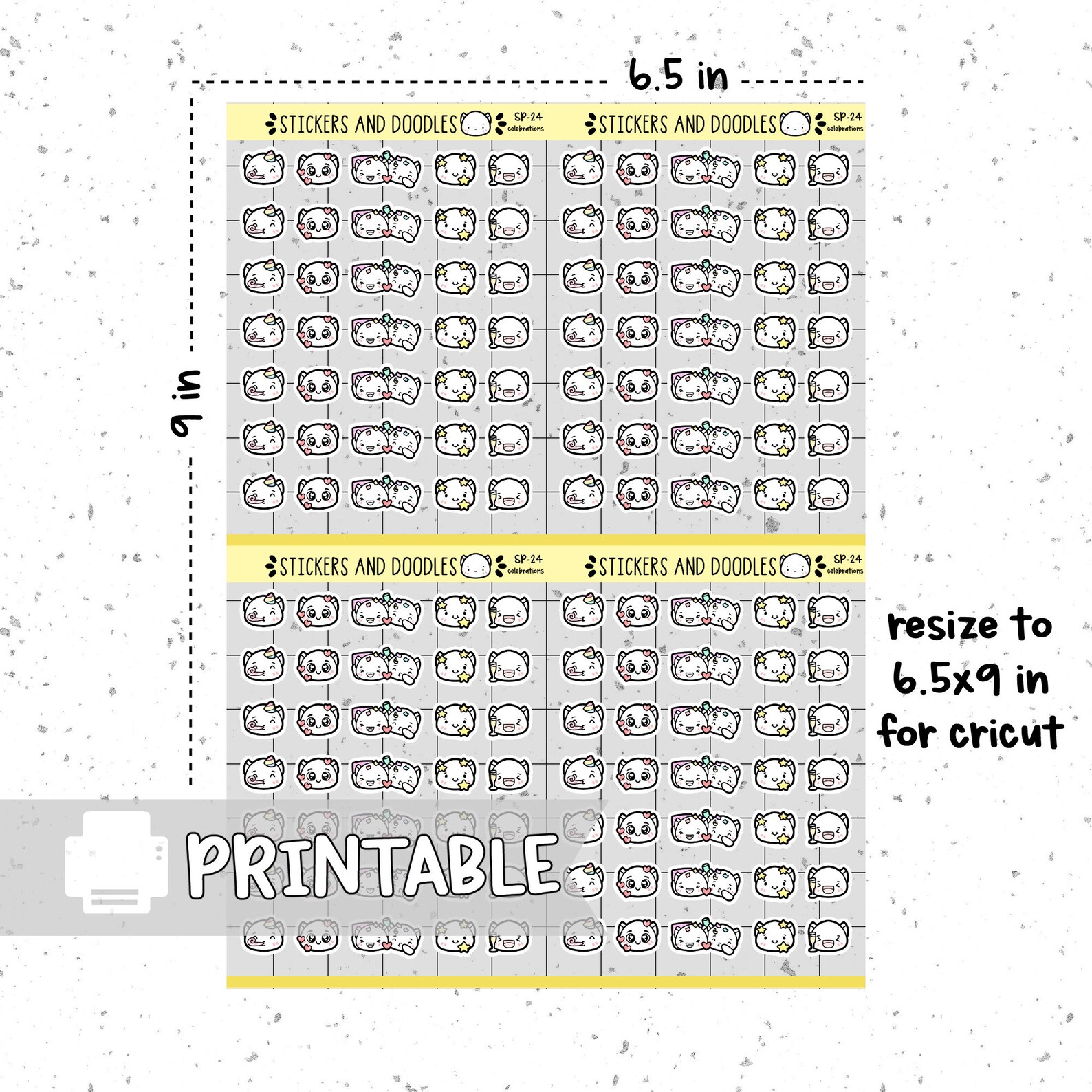 Printable Stickers: Celebrate Mood Emote Doodles Deco Plannerstickers ...