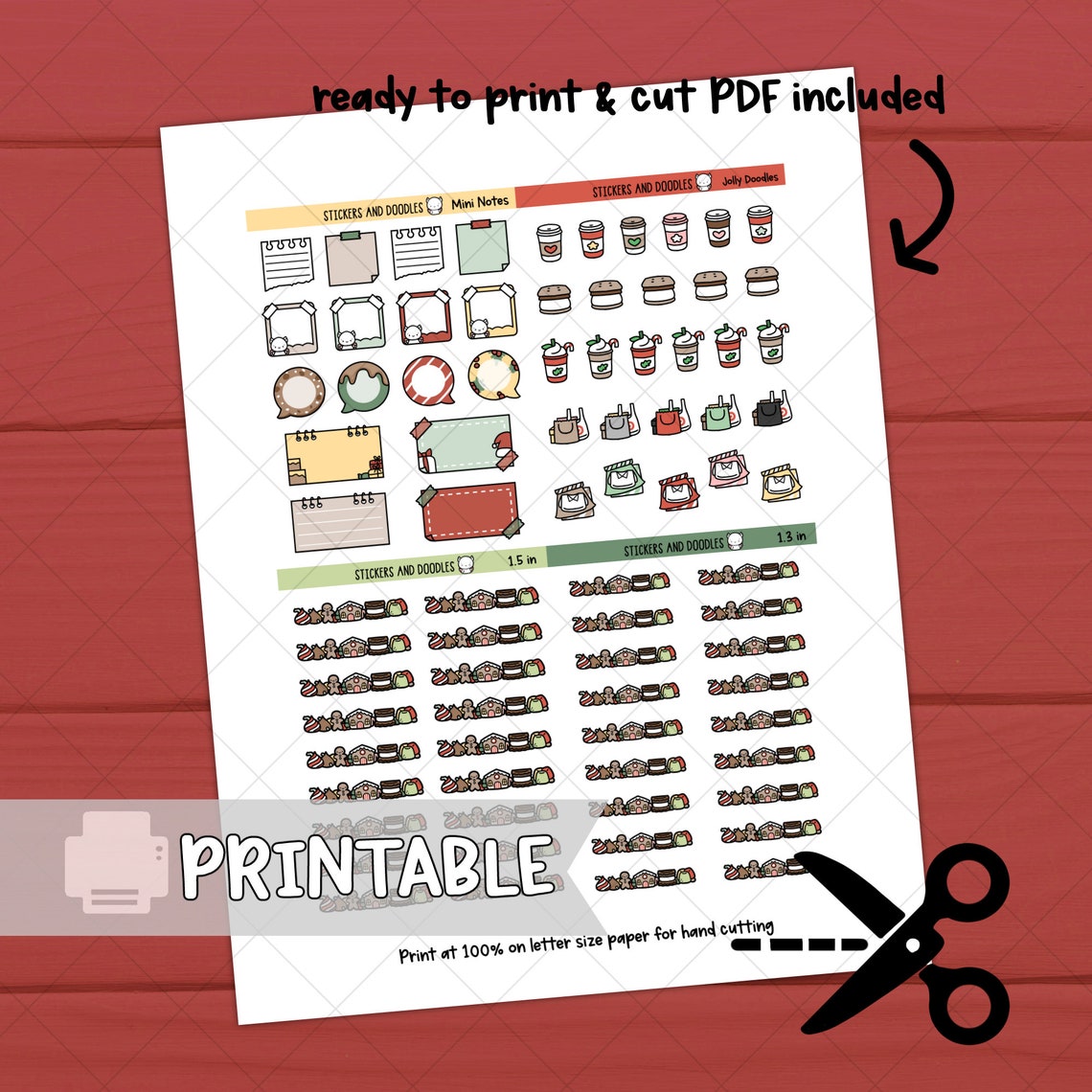 Printable Stickers: Jolly Doodles Planner Sticker Digital - Etsy