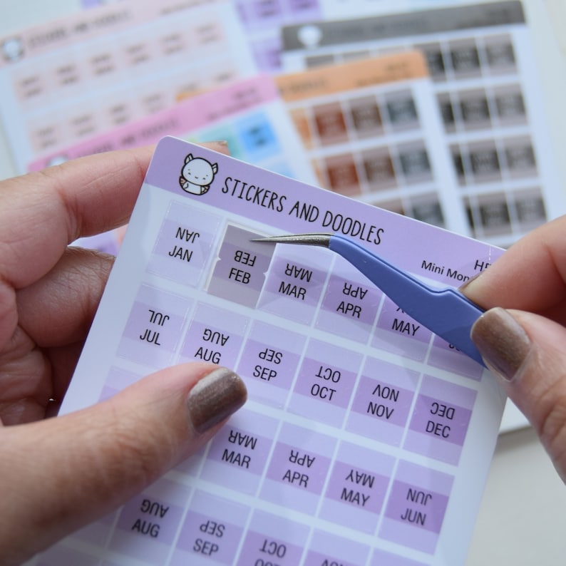 Monthly Tabs Smile Font Style Printable Planner Stickers - Etsy