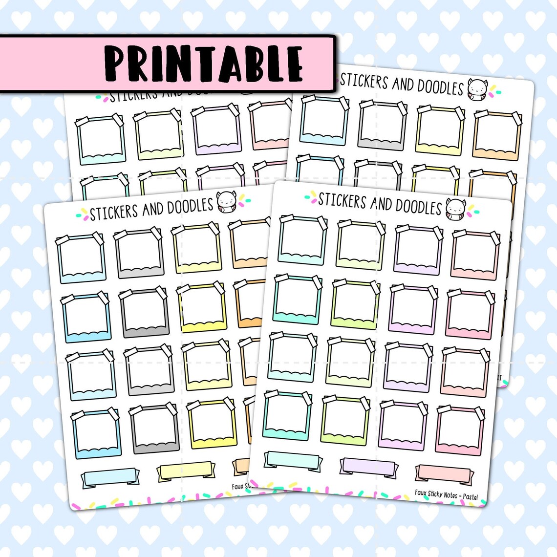 Printable Mini Notes Pastel Colors | Etsy