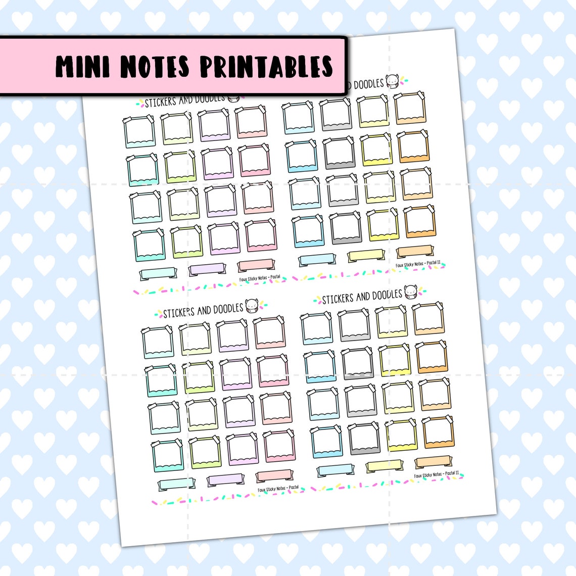 Printable Mini Notes Pastel Colors | Etsy