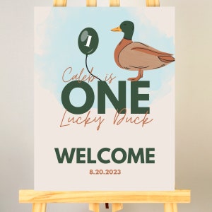ONE Lucky Duck 1st Birthday Party Invitation Duck Hunting Birthday Duck ...