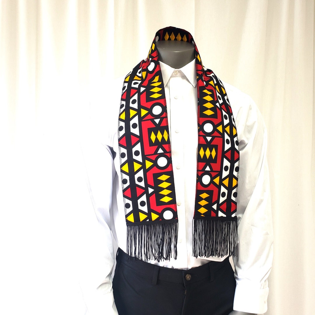 African Print Stole / Sash / Scarf Angolan Samakaka Fabric Fringe Only ...