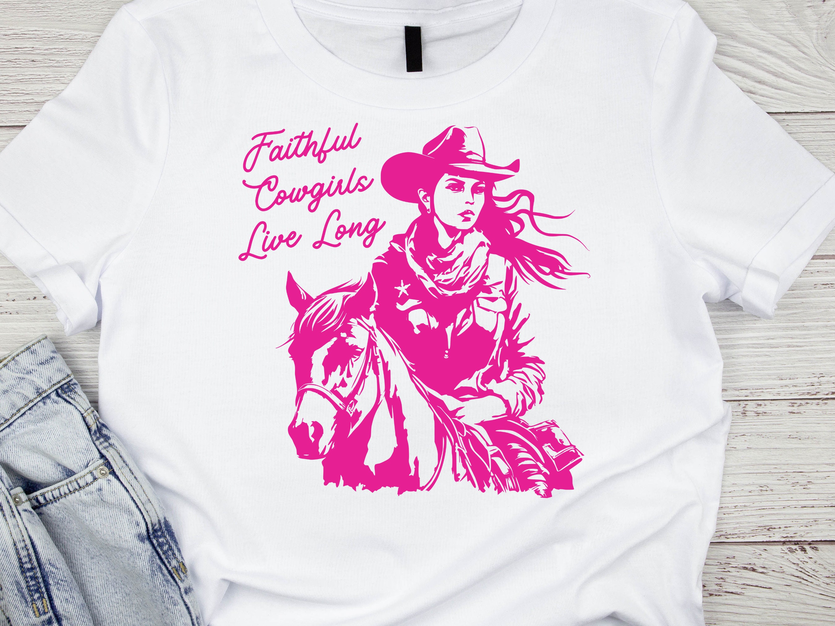 Faithful Cowgirls Live Long Pink PNG, Gift for Mom, Mother Day, Western ...