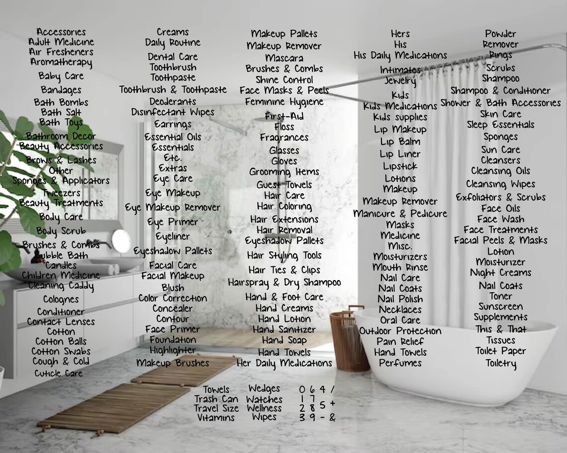 Bathroom Label SVG PNG Handwritten Font Bathroom Organization Labels ...