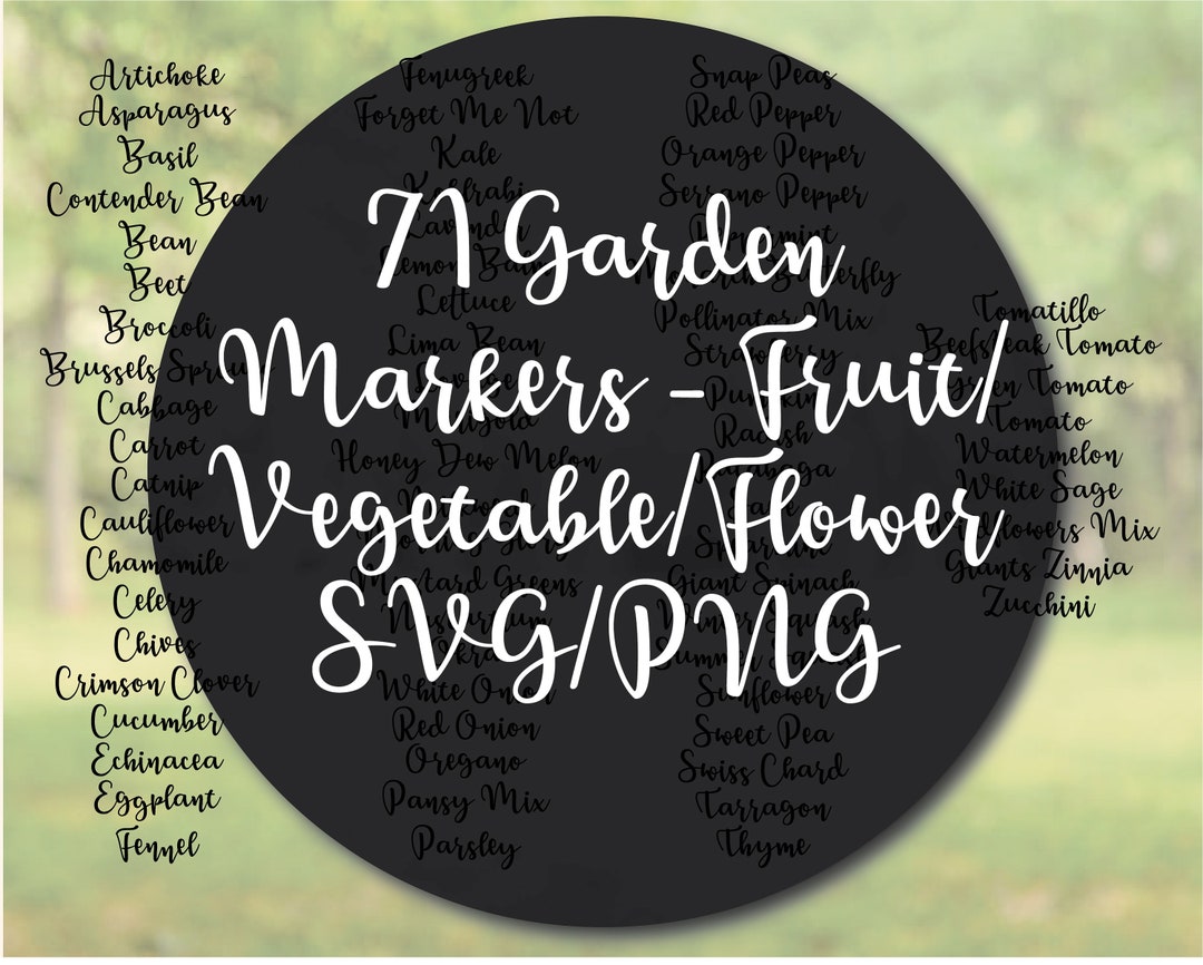 Farmhouse Script Font Garden Marker Labels SVG PNG Vegetables Fruit ...