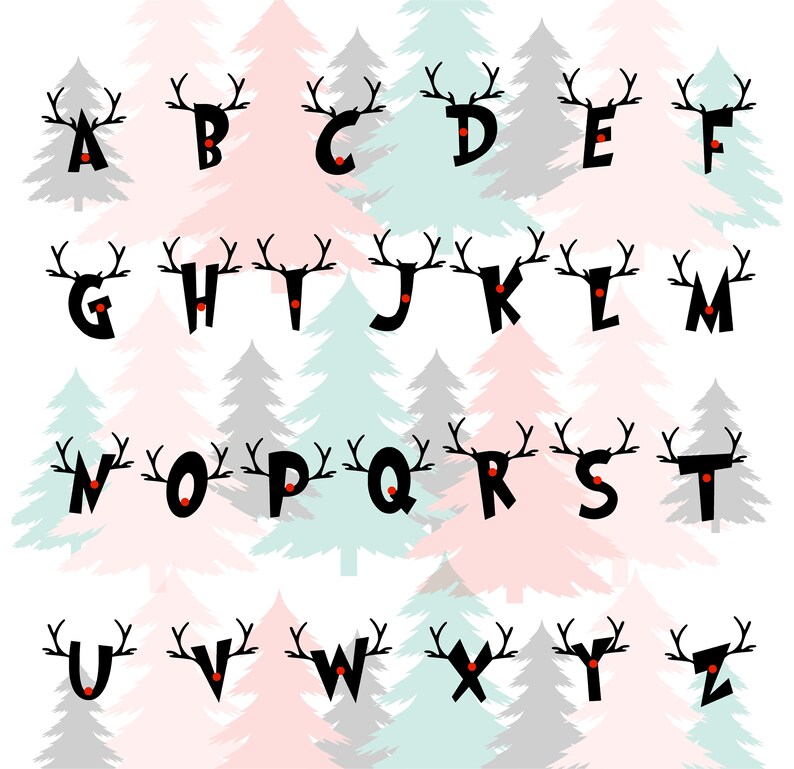 Christmas Reindeer Alphabet Letters SVG PNG Reindeer Antler Letters ...