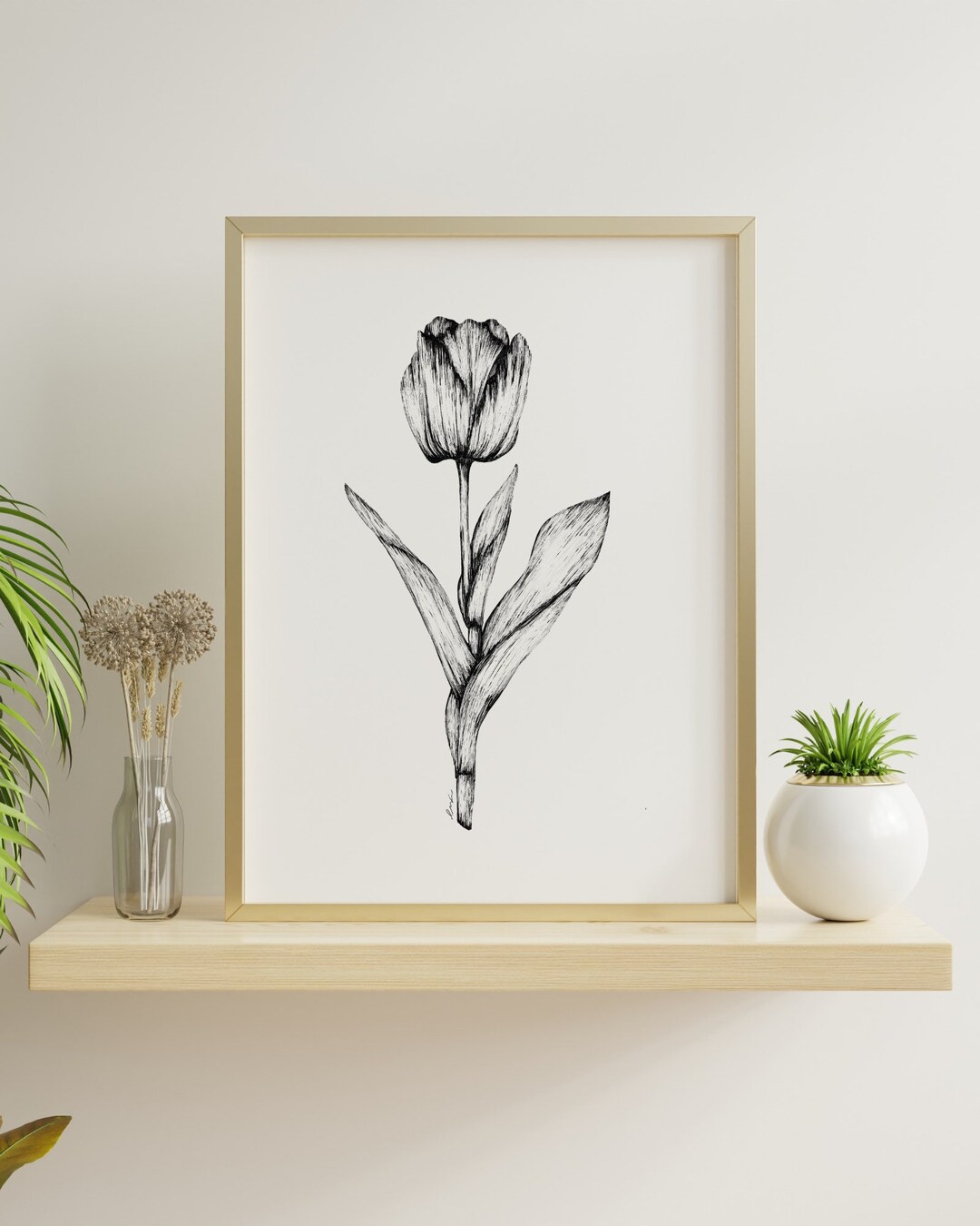 Flower Print | Tulip Flower | Wall Art | Wall Decor | Hand Drawn ...