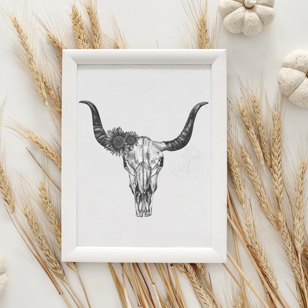 Skull Illustration | Skull Print | Skull Art | Wall Decor - Etsy