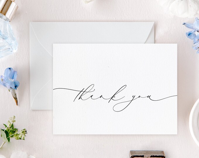 Gender Neutral Baby Shower Thank You Cards Grey Calligraphy - Etsy