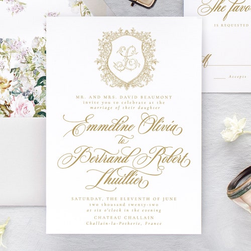 Gold Foil Formal Preppy Wedding Invitation Set Suite Classic - Etsy