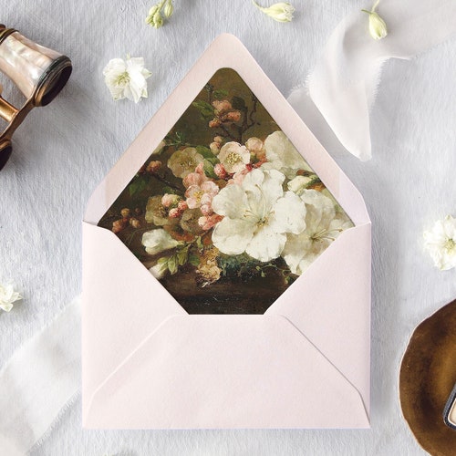 Dark Floral Wedding Invitation Envelopes Modern Envelope - Etsy