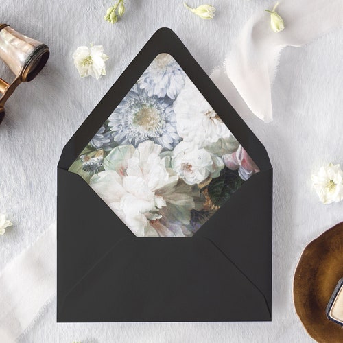 Dark Floral Wedding Invitation Envelopes Modern Envelope - Etsy